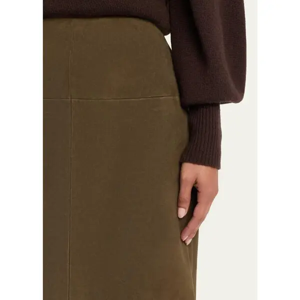 Proenza Schouler Irine Suede Midi Skirt - Cypress