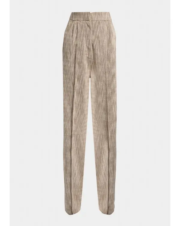 Giorgio Armani Pleated Cotton Jacquard Tapered-leg Trousers