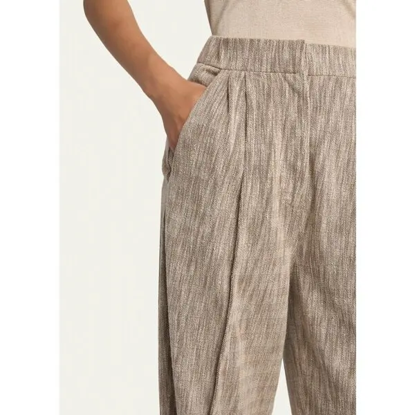 Giorgio Armani Pleated Cotton Jacquard Tapered-leg Trousers