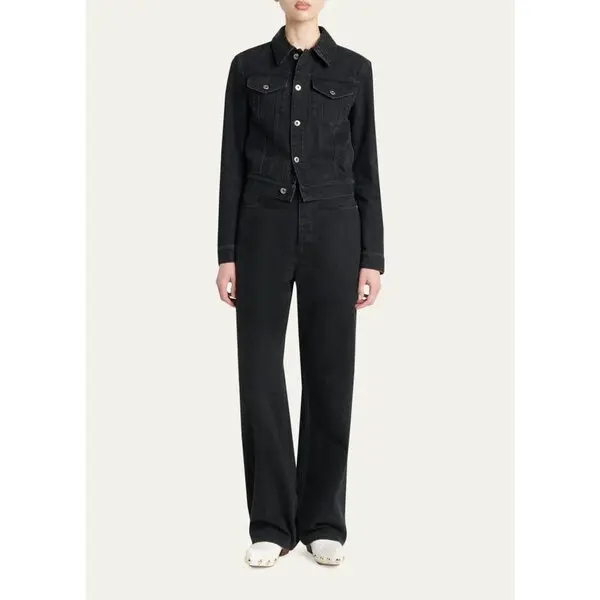 Bottega Veneta Intrecciato-collar Faded Black Denim Jacket