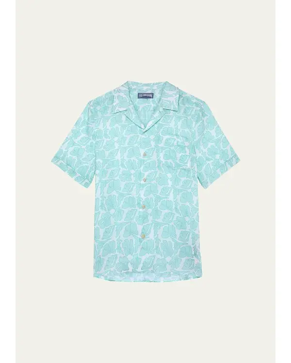 Vilebrequin Seashells Linen Short-sleeve Shirt