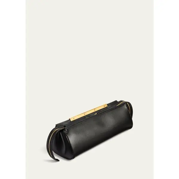 Khaite Donna Leather Evening Clutch Bag - Black