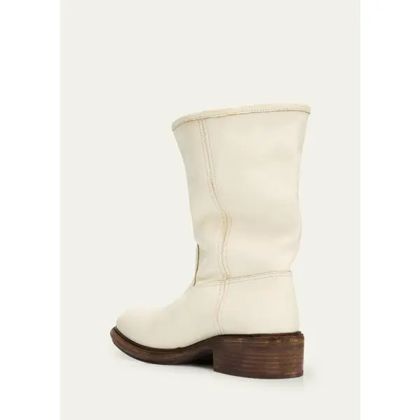 Prada 45mm Vintage-effect Leather Mid-calf Boots - Talco