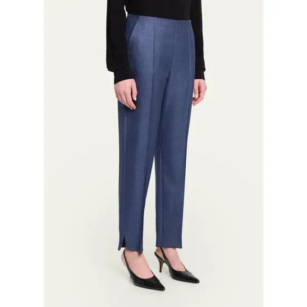 Giorgio Armani Silk Straight-leg Ankle Slit Trousers