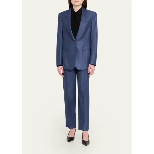 Giorgio Armani Silk Straight-leg Ankle Slit Trousers