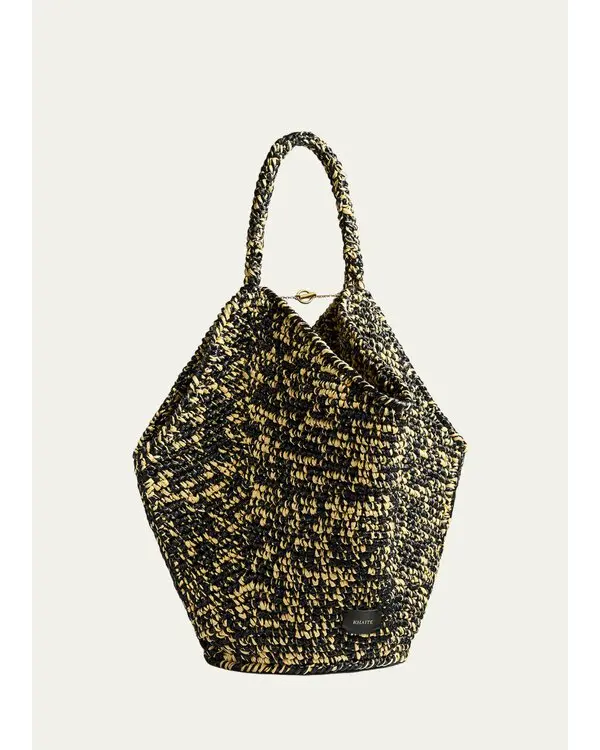 Khaite Lotus Medium Viscose Raffia Tote Bag