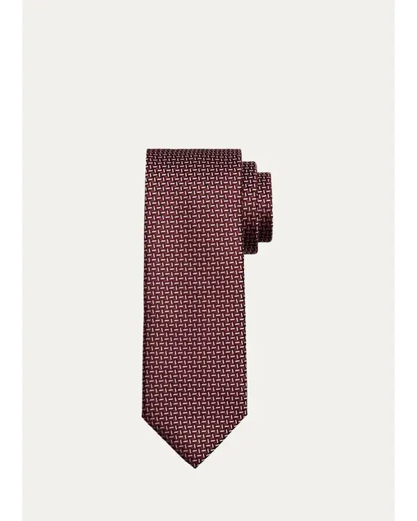 Brioni Micro-jacquard Silk Tie - Red/pink