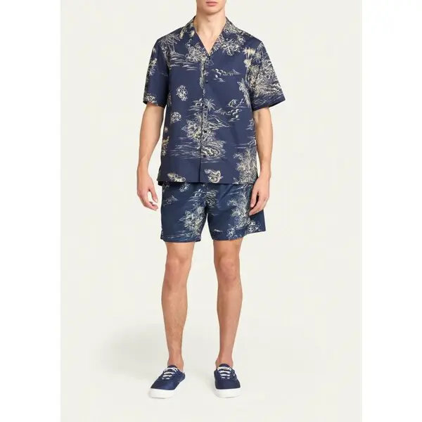 Moncler Island-print Cotton Short-sleeve Shirt