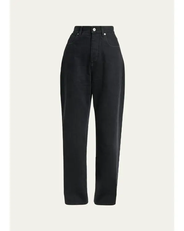 Bottega Veneta Faded Black Denim Wide-leg Jeans - Nero