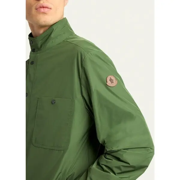 Moncler Lascax Polyester Shirt Jacket With Leather Logo - Green
