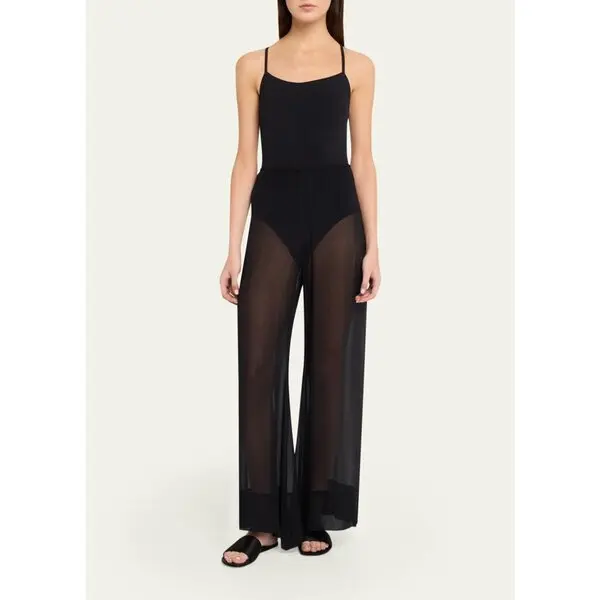 All Three Poppy Chiffon Wide-leg Pants