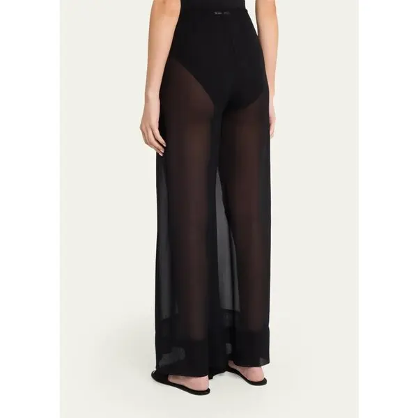 All Three Poppy Chiffon Wide-leg Pants