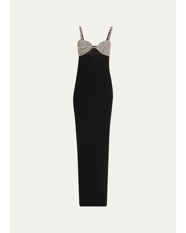 THE NEW ARRIVALS ILKYAZ OZEL Lux Crystal-embellished Cutout Column Gown - Orpheon