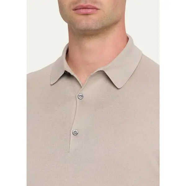 John Smedley Solid Long-sleeve Polo Shirt - Skye Blue