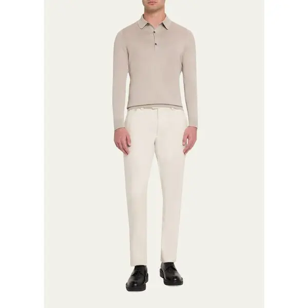 John Smedley Solid Long-sleeve Polo Shirt - Skye Blue