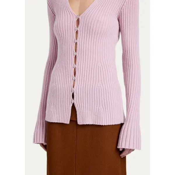 Proenza Schouler Valeria Cashmere Rib V-neck Cardigan