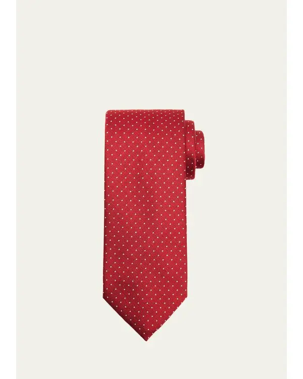 Brioni Micro-polka Dot Silk Tie - Red Multi