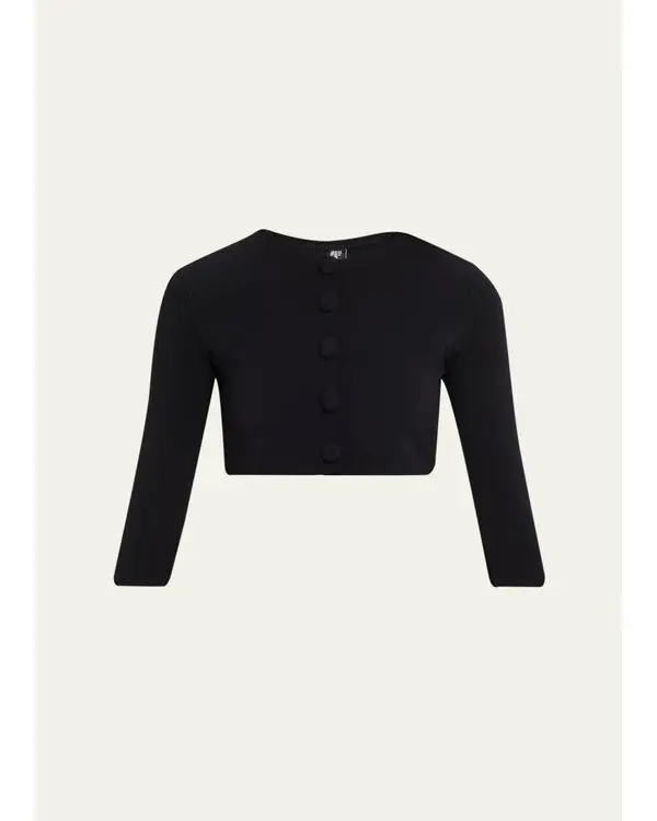 Lisa Marie Fernandez Crepe Cropped Cardigan - Black