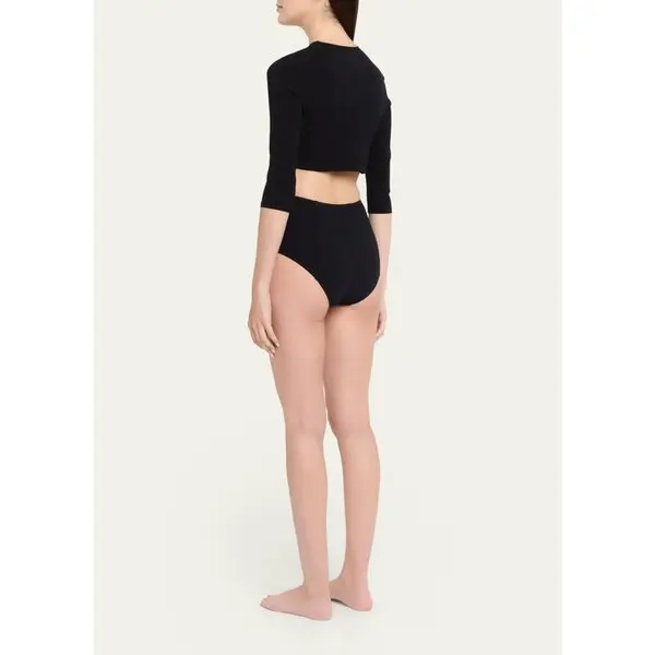 Lisa Marie Fernandez Crepe Cropped Cardigan - Black