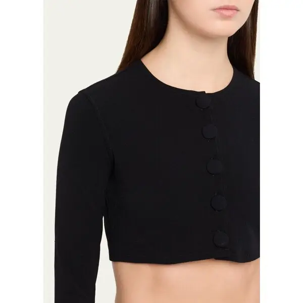 Lisa Marie Fernandez Crepe Cropped Cardigan - Black