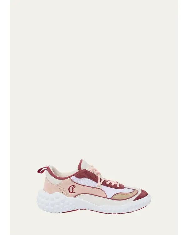 CHRISTIAN LOUBOUTIN Mara Mixed Leather Runner Sneakers - Light Pink