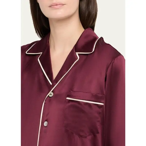 Olivia Von Halle Yves Long Silk Satin Pajama Set
