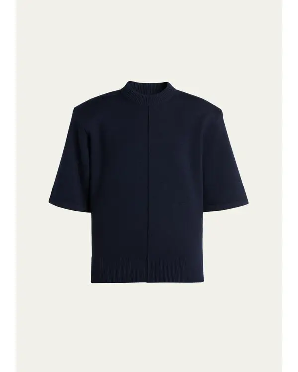 Bottega Veneta Tailored Wool Knit Short-sleeve Sweater