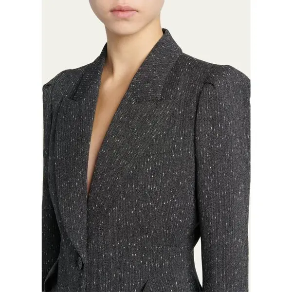 Alexander McQueen Pinstripe Wool Puff-sleeve One-button Jacket