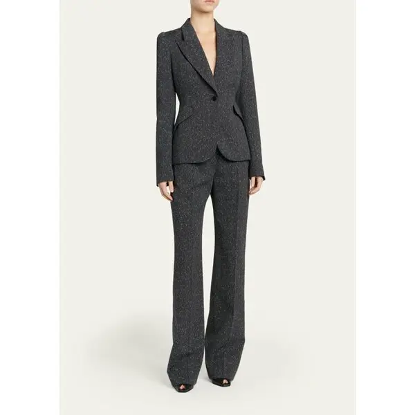 Alexander McQueen Pinstripe Wool Puff-sleeve One-button Jacket