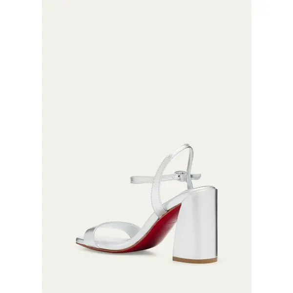 CHRISTIAN LOUBOUTIN 85mm Jane Metallic Leather Ankle-strap Sandals - Platine