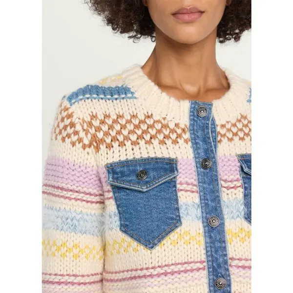 Cinq À Sept Suki Denim & Wool Combo Cardigan