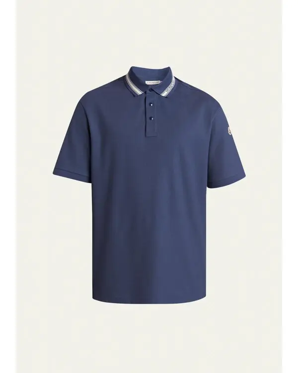 Moncler Stripe-trim Cotton Pique Polo Shirt