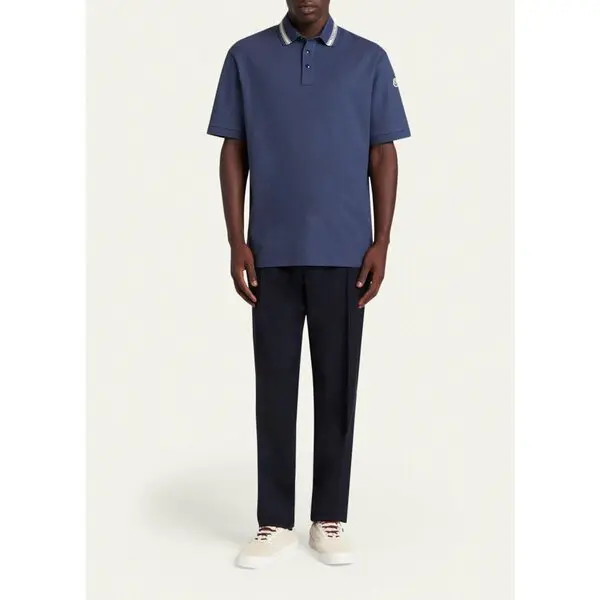 Moncler Stripe-trim Cotton Pique Polo Shirt
