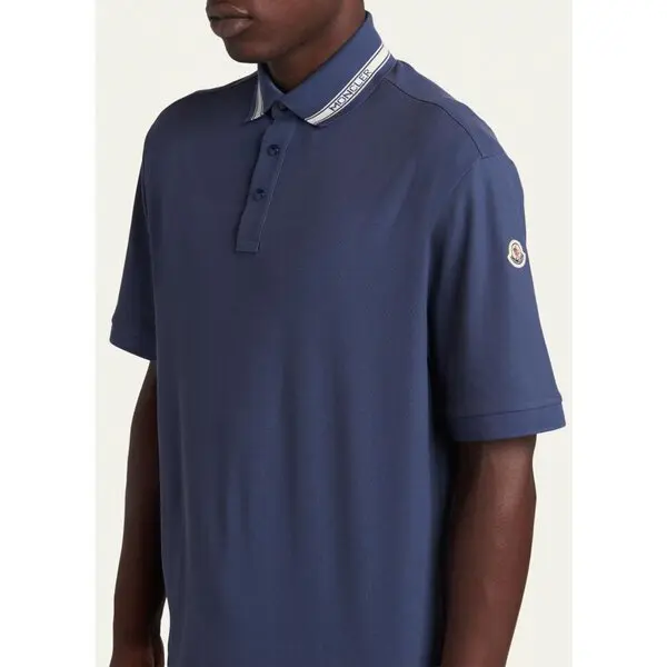 Moncler Stripe-trim Cotton Pique Polo Shirt