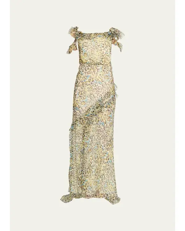 Saloni Nina Ruffled Chiffon Dress
