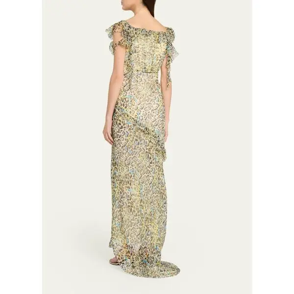 Saloni Nina Ruffled Chiffon Dress