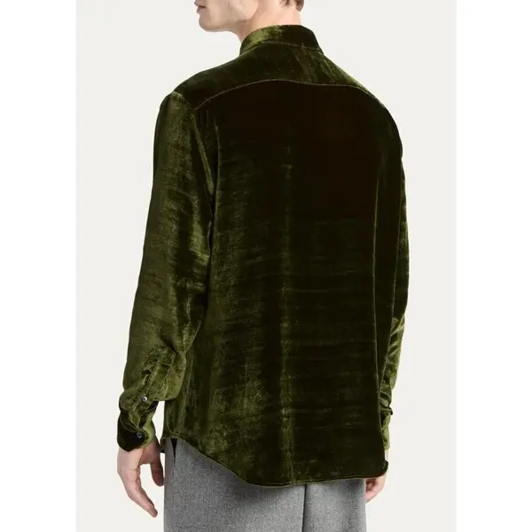 Giorgio Armani Crushed Velvet Button-down Shirt