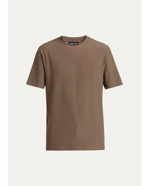 Giorgio Armani Wool Textured Chevron Crewneck T-shirt