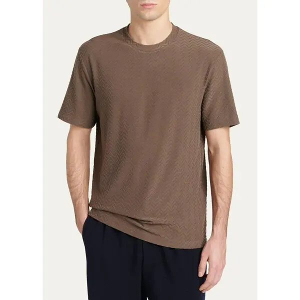 Giorgio Armani Wool Textured Chevron Crewneck T-shirt