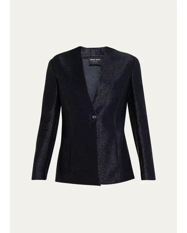 Giorgio Armani Metallic Raffia Single-breasted Jacket