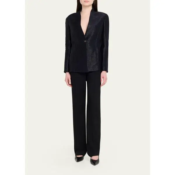 Giorgio Armani Metallic Raffia Single-breasted Jacket