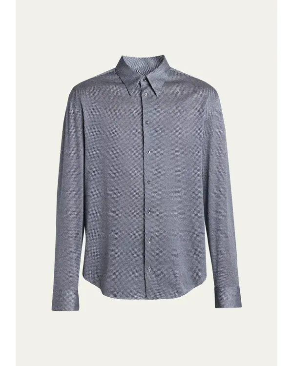 Giorgio Armani Cotton Micro-geometric Sport Shirt