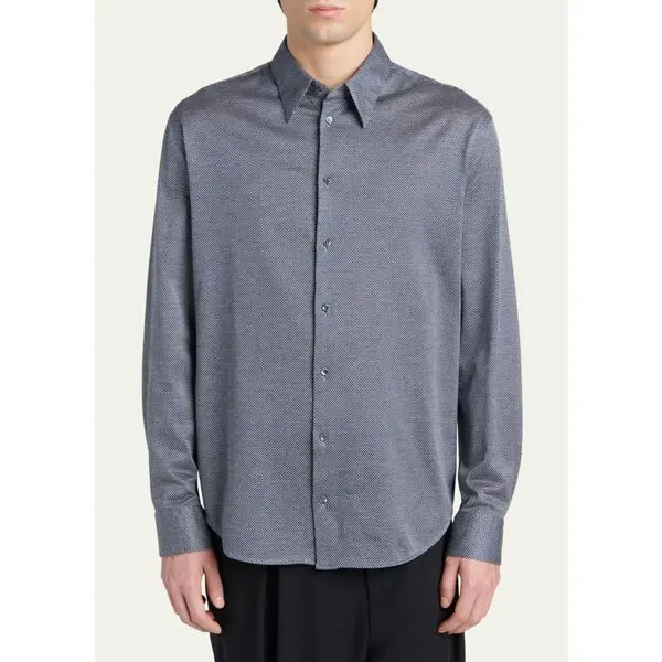 Giorgio Armani Cotton Micro-geometric Sport Shirt