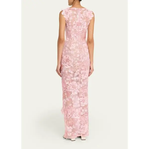 BRONX BANCO Ellie Sleeveless Sequin Floral Column Gown