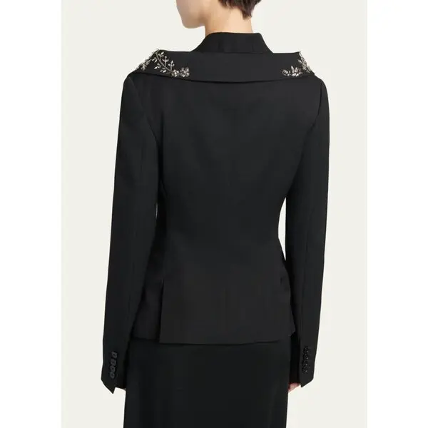 Alexander McQueen Beaded Off-the-shoulder Single-breasted Jacket
