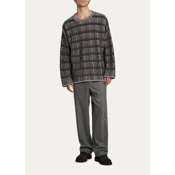 Giorgio Armani Geometric Striped Silk-blend Crewneck Sweater