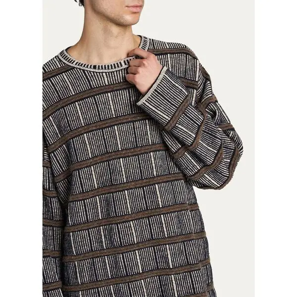 Giorgio Armani Geometric Striped Silk-blend Crewneck Sweater