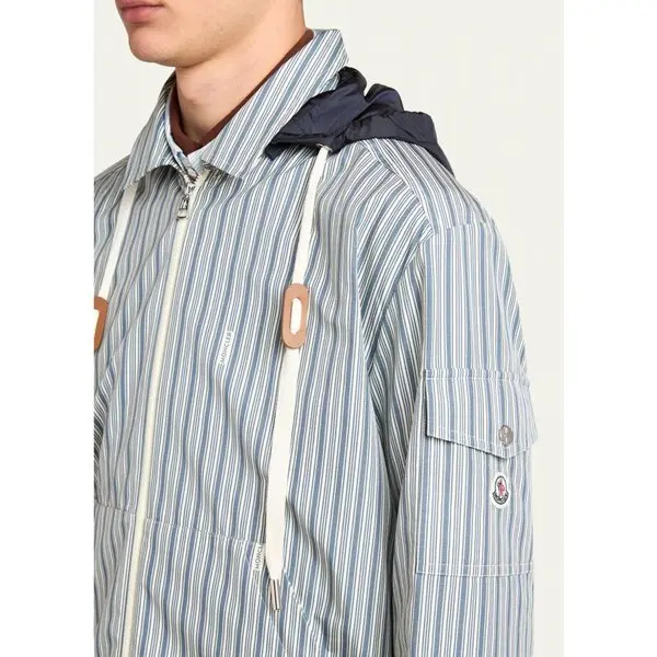 Moncler Havas Stripe Full-zip Hooded Shirt Jacket - Multi
