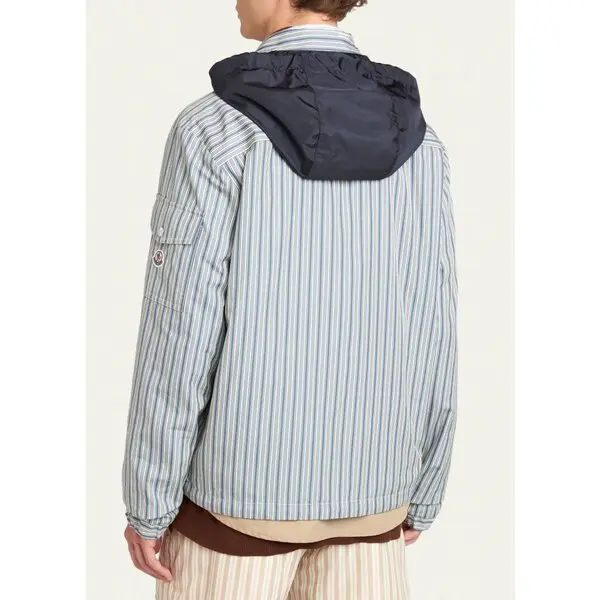 Moncler Havas Stripe Full-zip Hooded Shirt Jacket - Multi