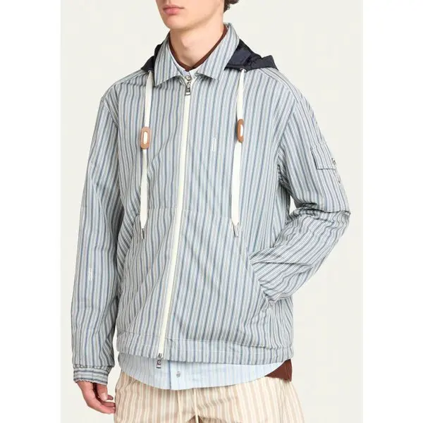 Moncler Havas Stripe Full-zip Hooded Shirt Jacket - Multi